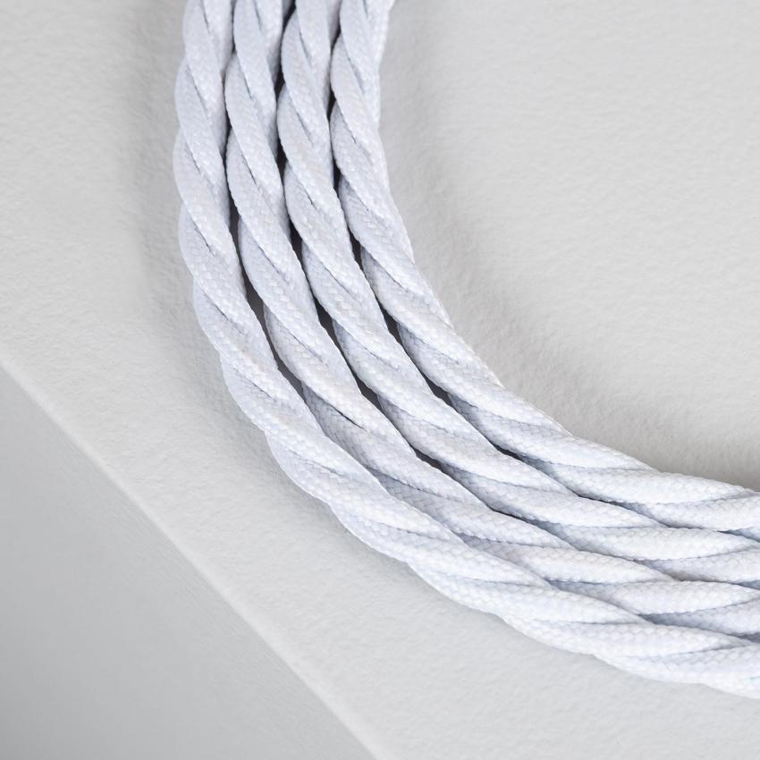 Câble Électrique Textile Tressé Blanc - Ledkia