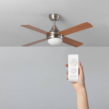 Navy Wooden LED Ceiling Fan 110cm - Ledkia