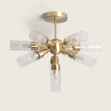 Iraide 10 Spotlight Metal & Glass Ceiling Lamp - Ledkia