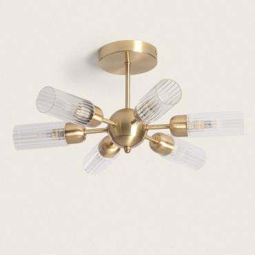 Iraide 6 Spotlight Metal & Glass Ceiling Lamp - Ledkia