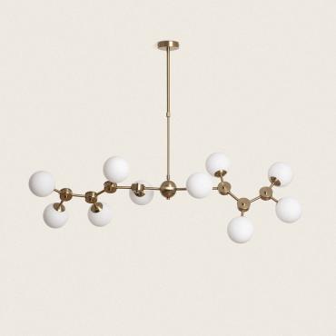 Moonlight Brass Large 10 Spotlight Metal & Glass Ceiling Lamp - Ledkia