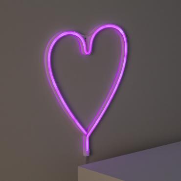 Neon LED Heart On Batteries - Ledkia