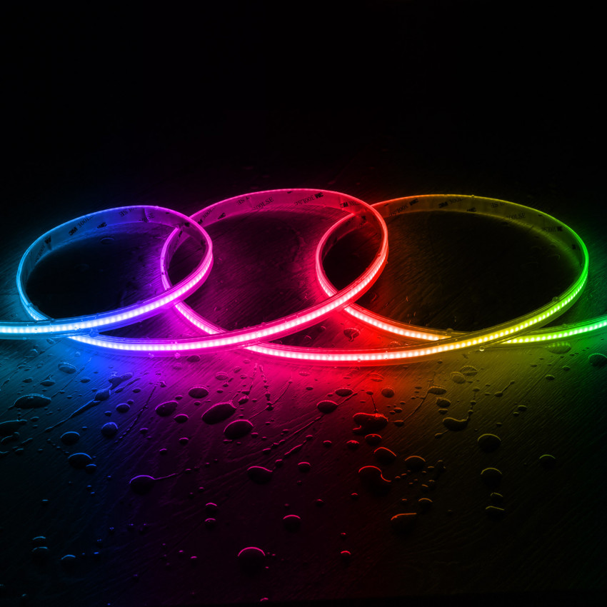 Ruban Led Cob 24v Dc 256led M Rgb 5m Ip65 Cri90 Largeur 10mm Coupe Tous