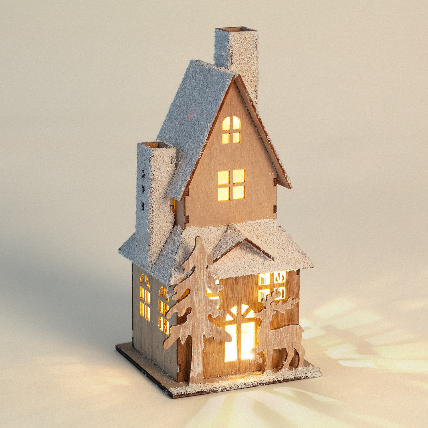 Maisonnette de Noël LED Bois 29 cm Surmah - Ledkia