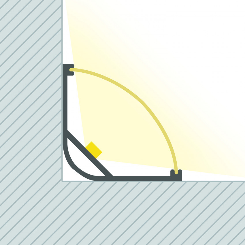 Aluminium Corner Profile with Continuous Cover for LED Strips up to ...