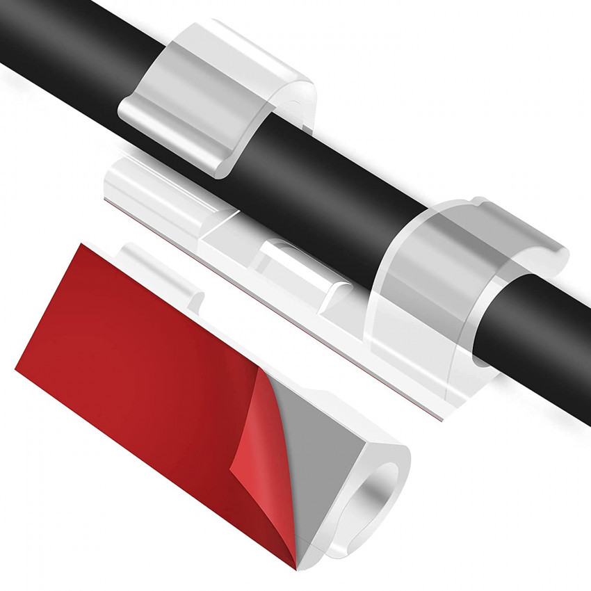 Pack 20 Self-adhesive Clip Organiser For Cable Ø 10mm - Ledkia