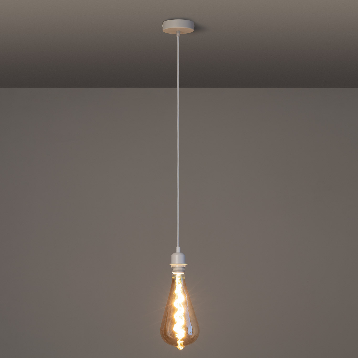 Lamp Holder for Pendant Lamp with Natural White Textile Cable - Ledkia