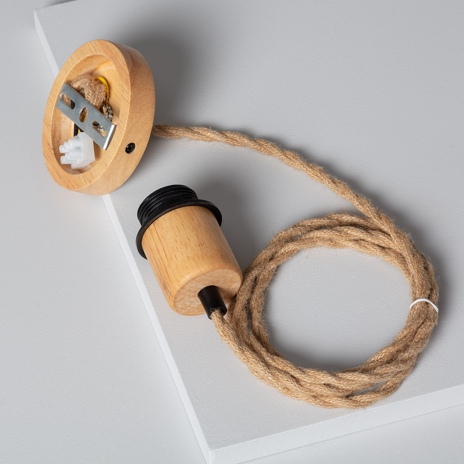 Lamp Holder for Pendant Lamp with Natural Black Braided Textile Cable ...