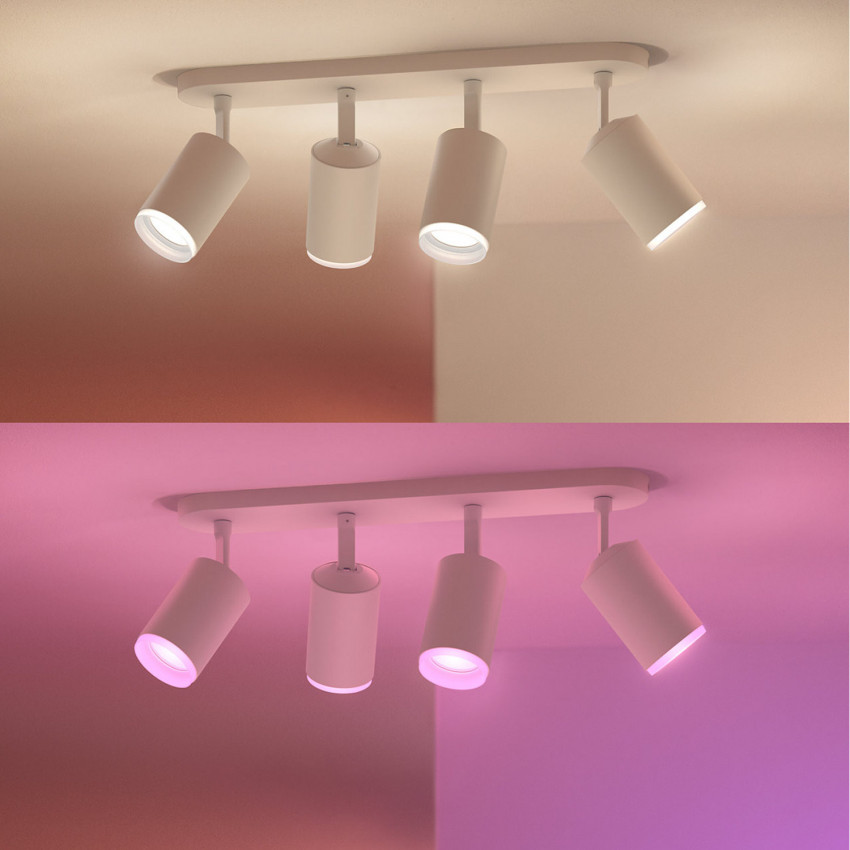 4x6W RGBW PHILIPS Hue Fugato White Colour LED Spotlight - Ledkia