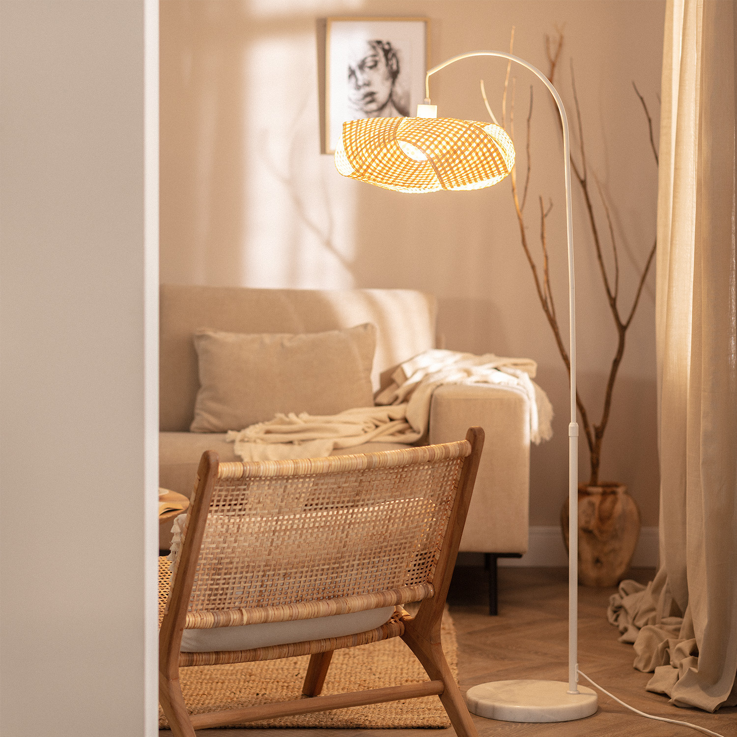 Haikou Bamboo Floor Lamp - Ledkia