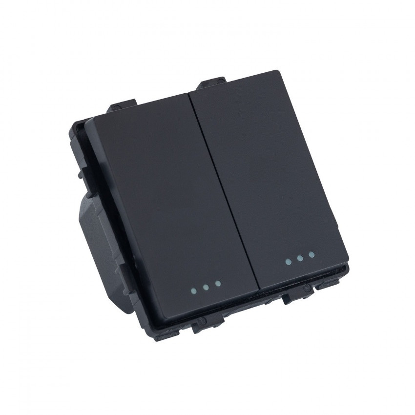 Double Pushbutton Switch with PC Modern Frame - Ledkia